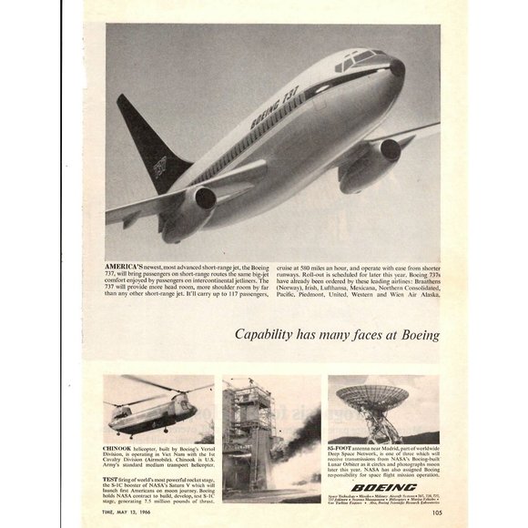 Boeing | Other | Boeing 966 Advertising Print Ad Boeing 737 Chinook ...